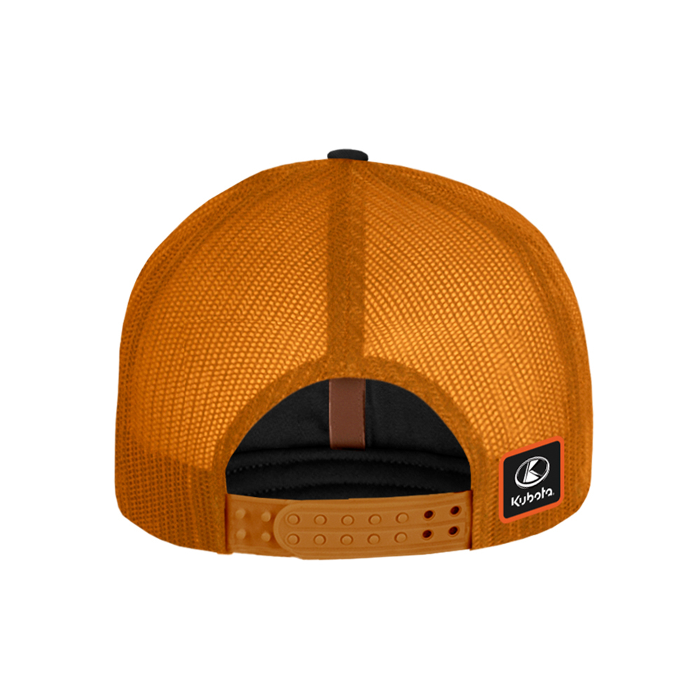 Kubota Gear | Kubota Script Black Microfiber w/Orange Mesh Cap